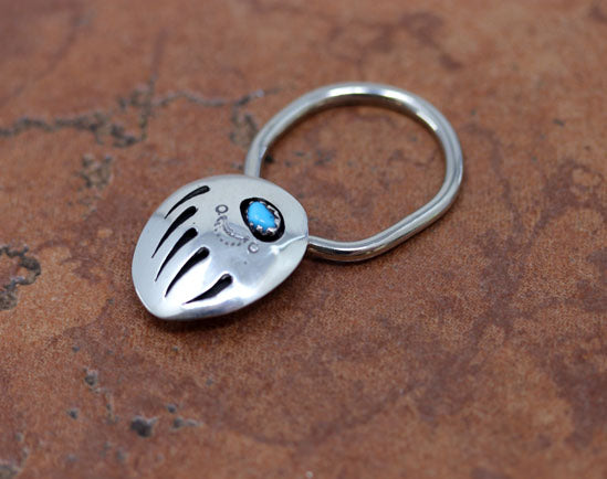 Navajo Silver Bear Paw Turquoise Key Chain – Jewelry Native American