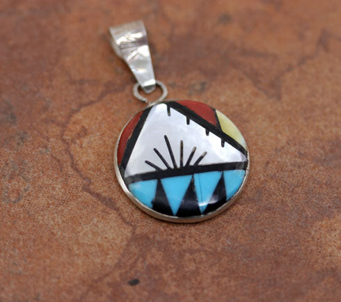 Zuni Silver Multi-Stone Inlay Pendant – Jewelry Native American