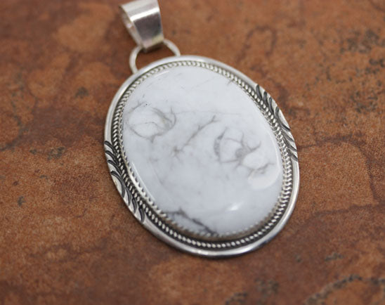 Navajo Sterling Silver Howlite Pendant – Jewelry Native American