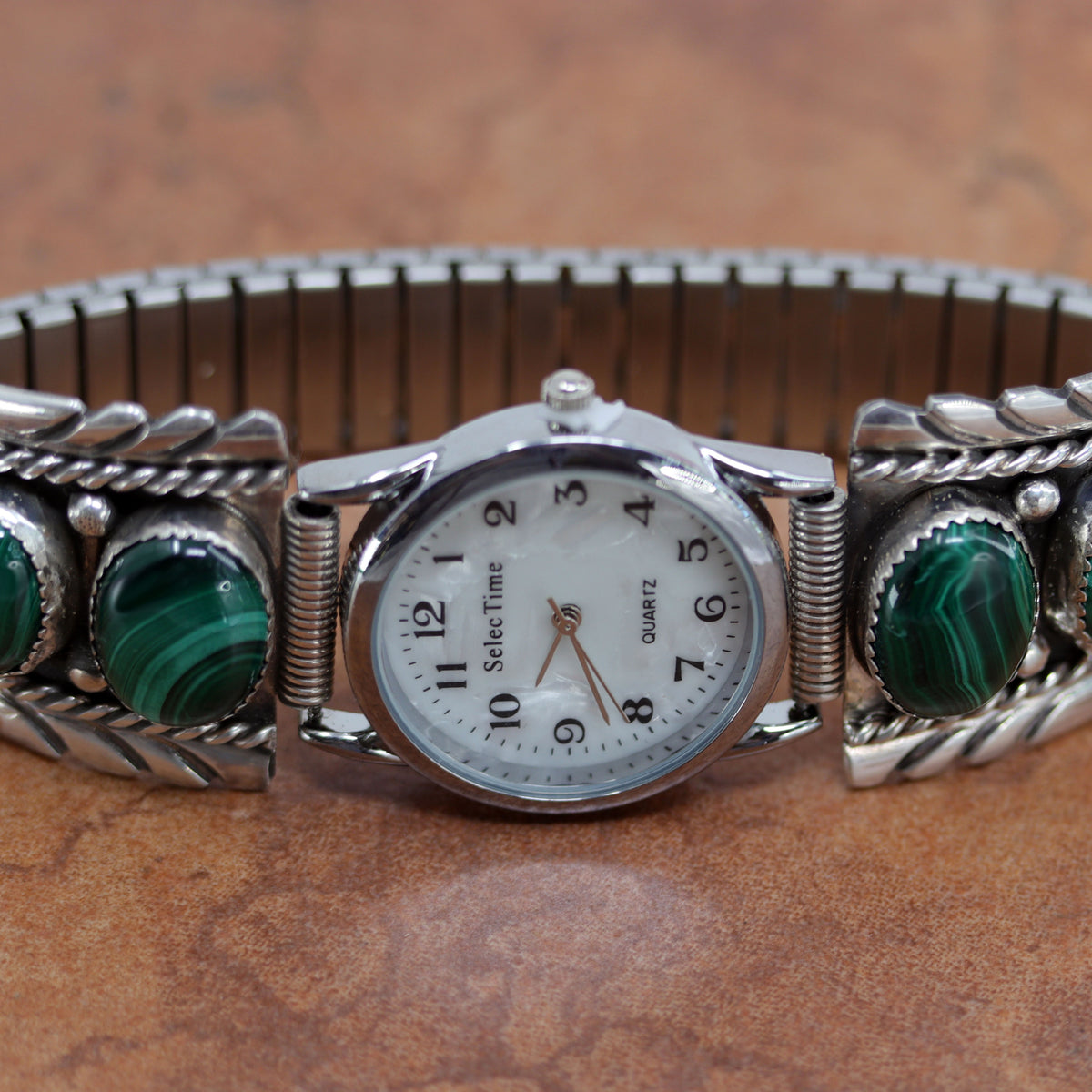 Navajo Silver Malachite Men's Watch by P Johnson – Jewelry Native American