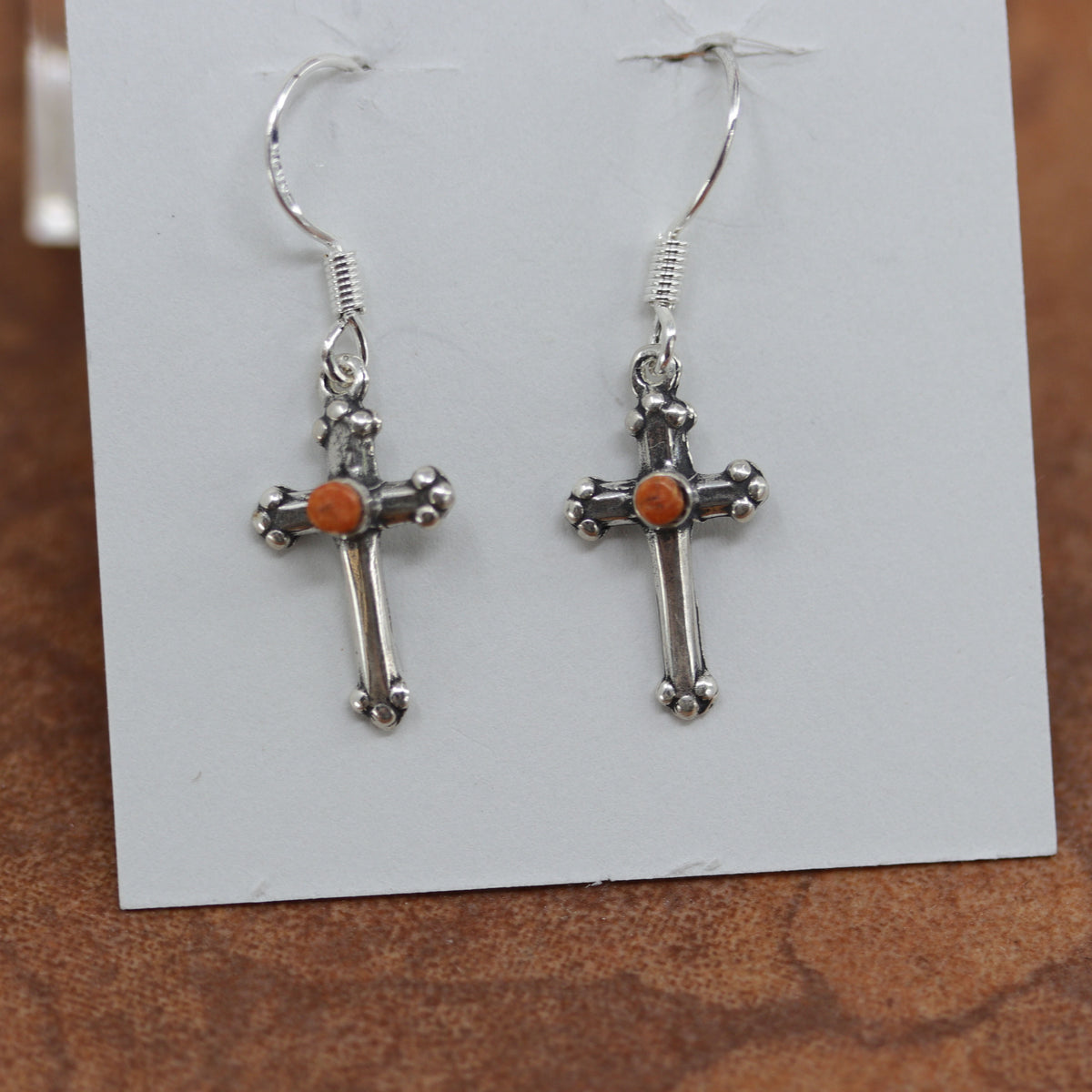 Sterling Silver Spiny Oyster Cross Earrings – Jewelry Native American