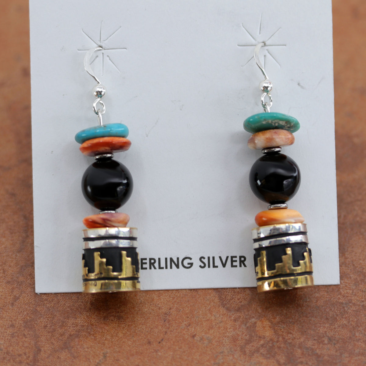 Navajo Sterling Silver Turquoise Spiny Oyster Earrings – Jewelry Native ...