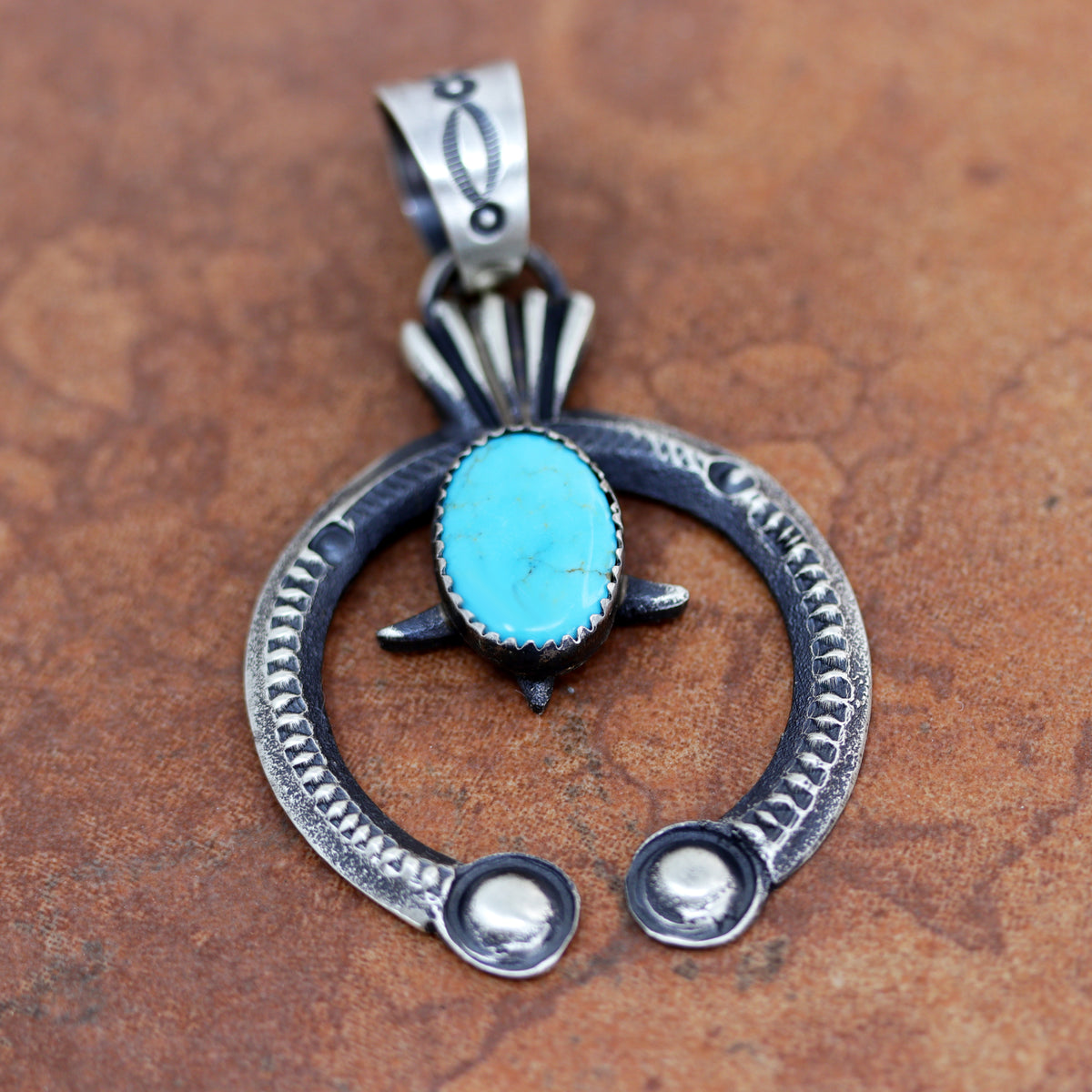 Navajo Sterling Silver Turquoise Naja Pendant – Jewelry Native American