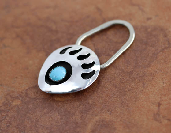 Navajo Silver Bear Paw Turquoise Key Chain – Jewelry Native American
