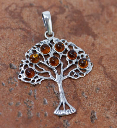 Sterling Silver Baltic Amber Tree of Life Pendant – Jewelry Native American