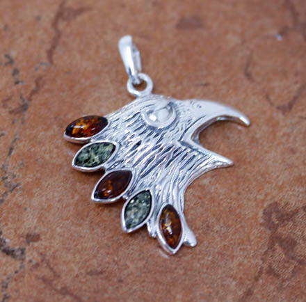 Sterling Silver Baltic Amber Eagle Pendant – Jewelry Native American